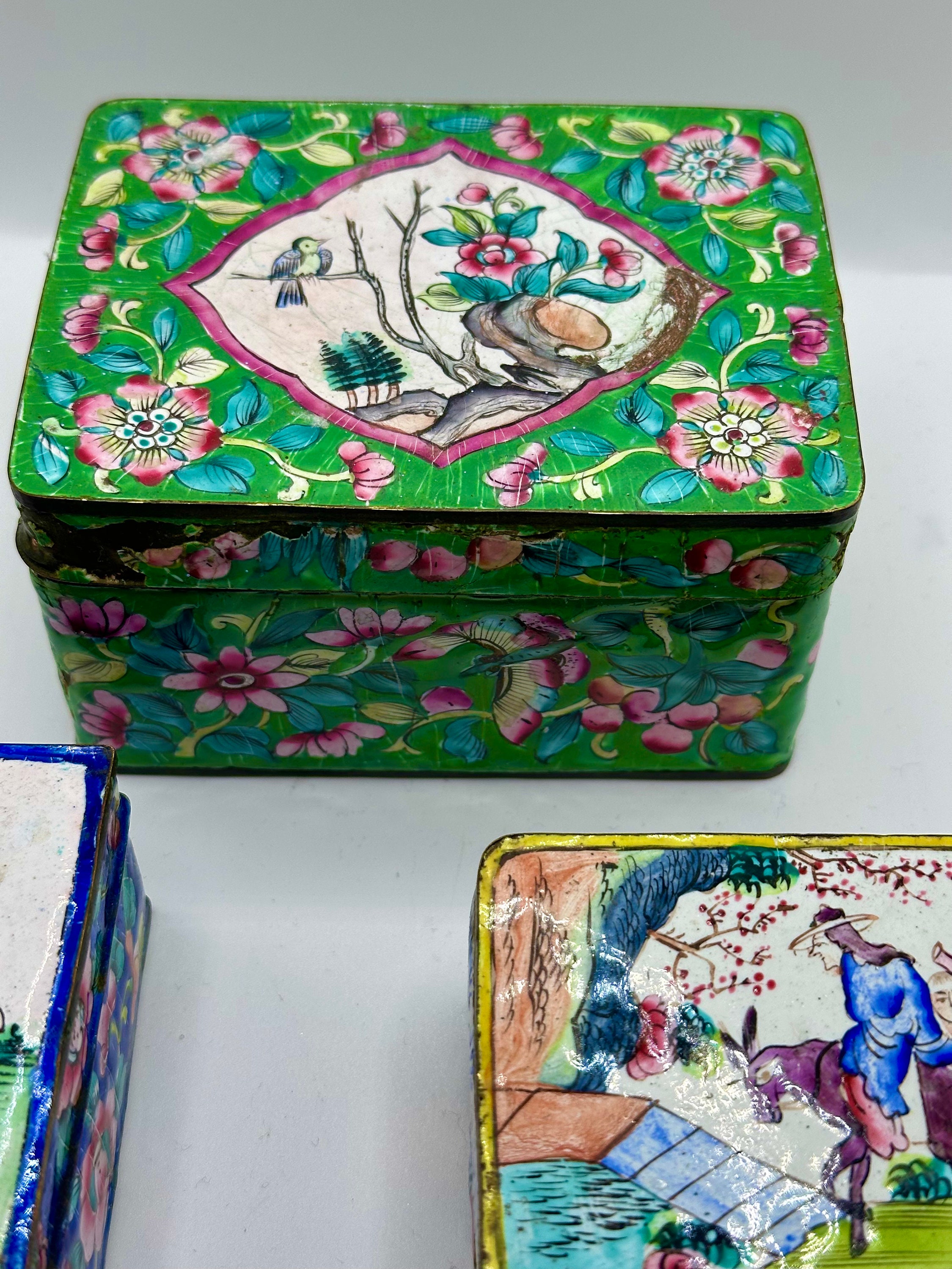 Three Antique Chinese Cloisonné Boxes - Etsy