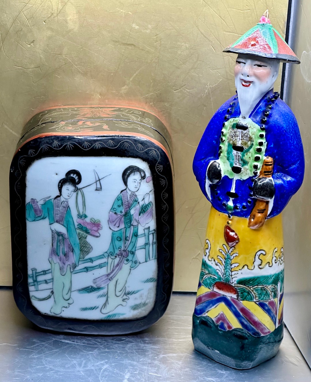 Stunning Art Deco Chinese Porcelain and Laquered Paper Machè Box and ...