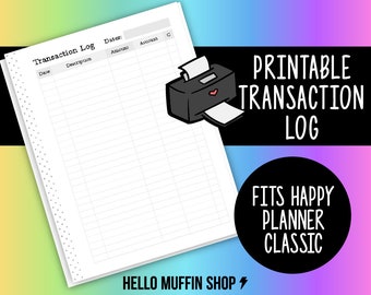 Transaction Log Printable - Etsy