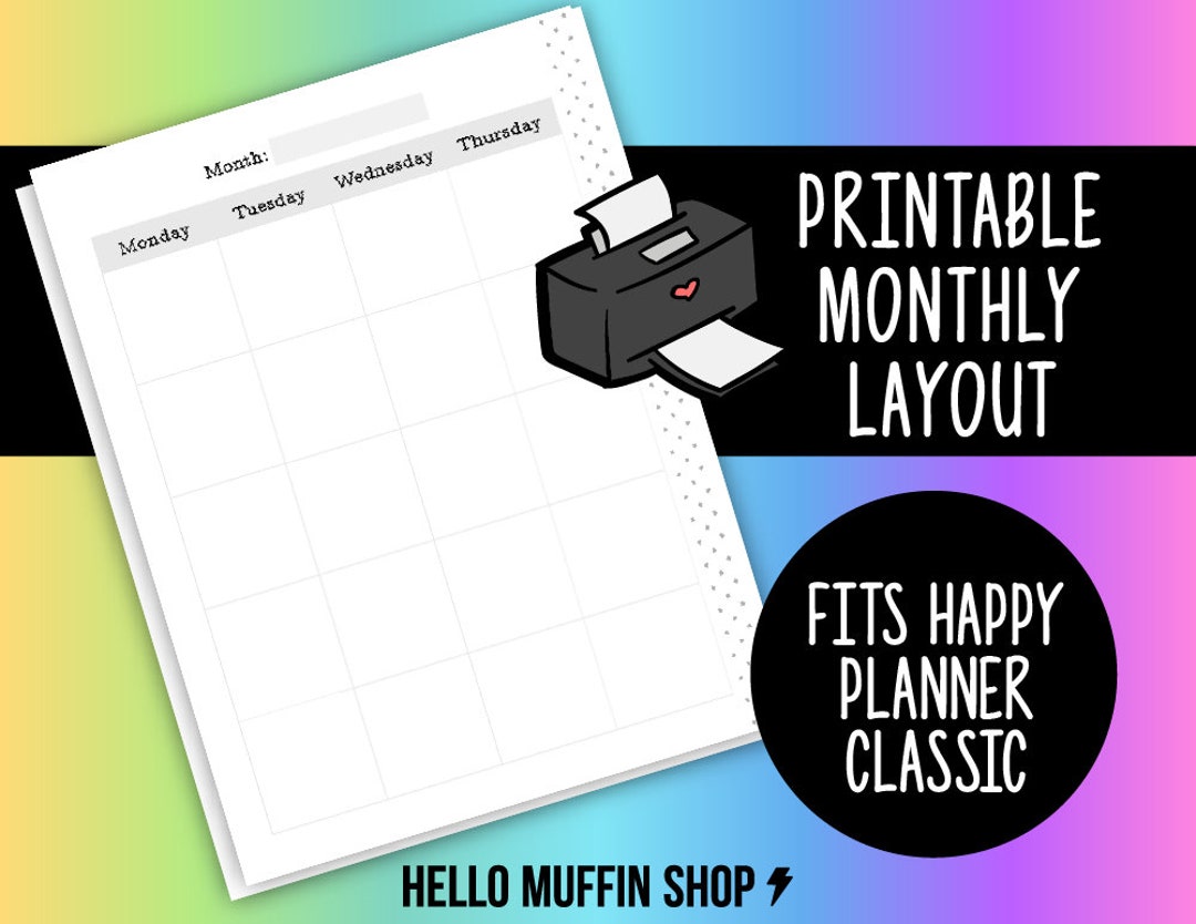 Classic Happy Planner Monthly Layout Printable Inserts - Etsy