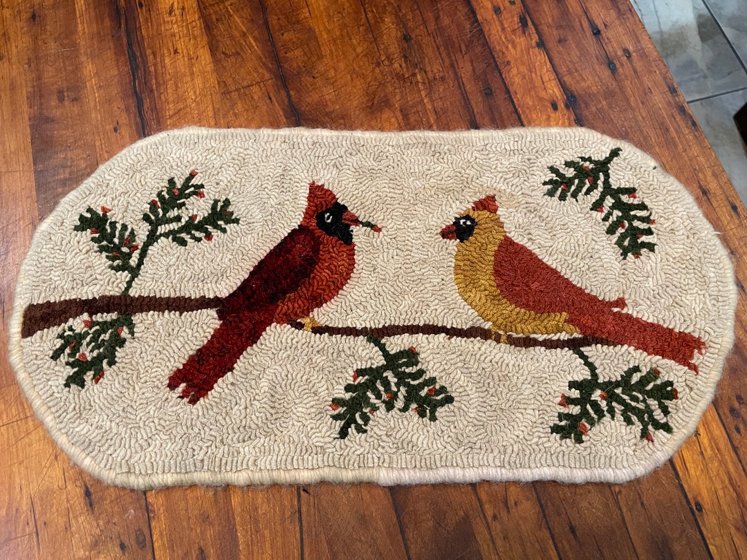 Rug Hooking Kit or Pattern winter Cardinals - Etsy