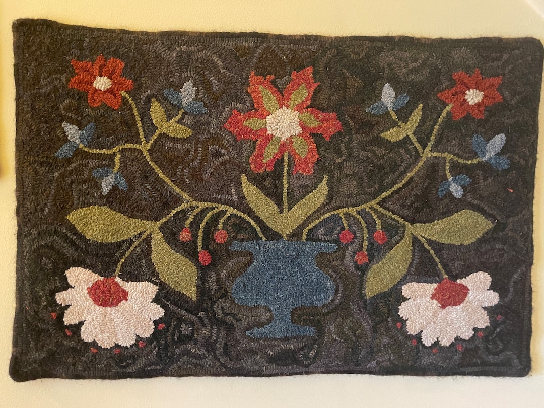 Rug Hooking Kit or Pattern "poppy's Floral", Primitive Rug Hooking ...