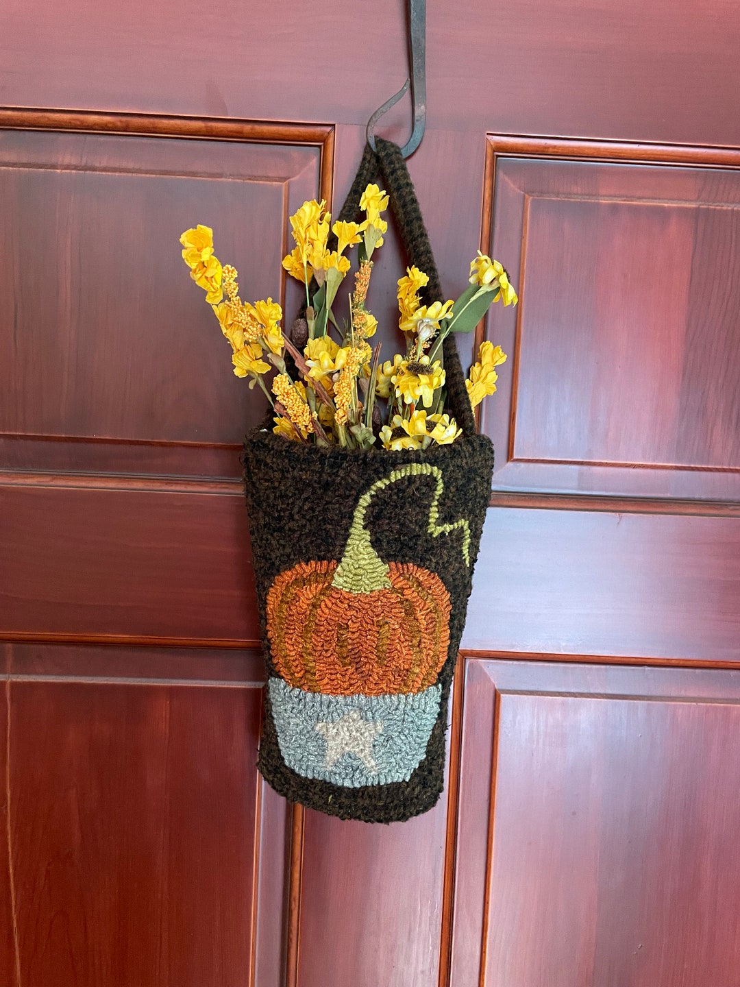 Finished Hand Hooked Pumpkin Pocket - Etsy