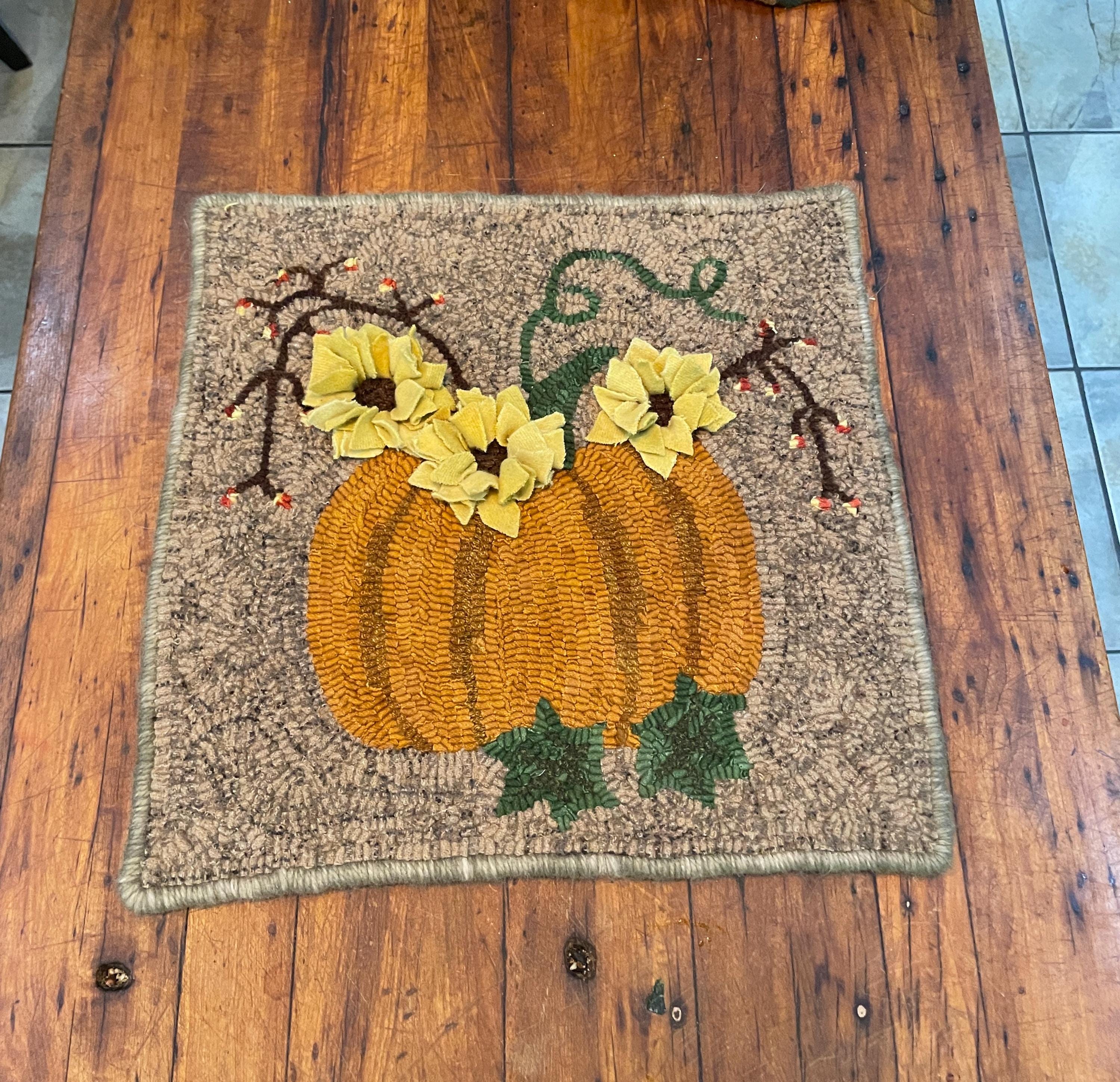 Rug Hooking Kit/pattern "pumpkin With Proddy Flowers", 14" X 14" - Etsy
