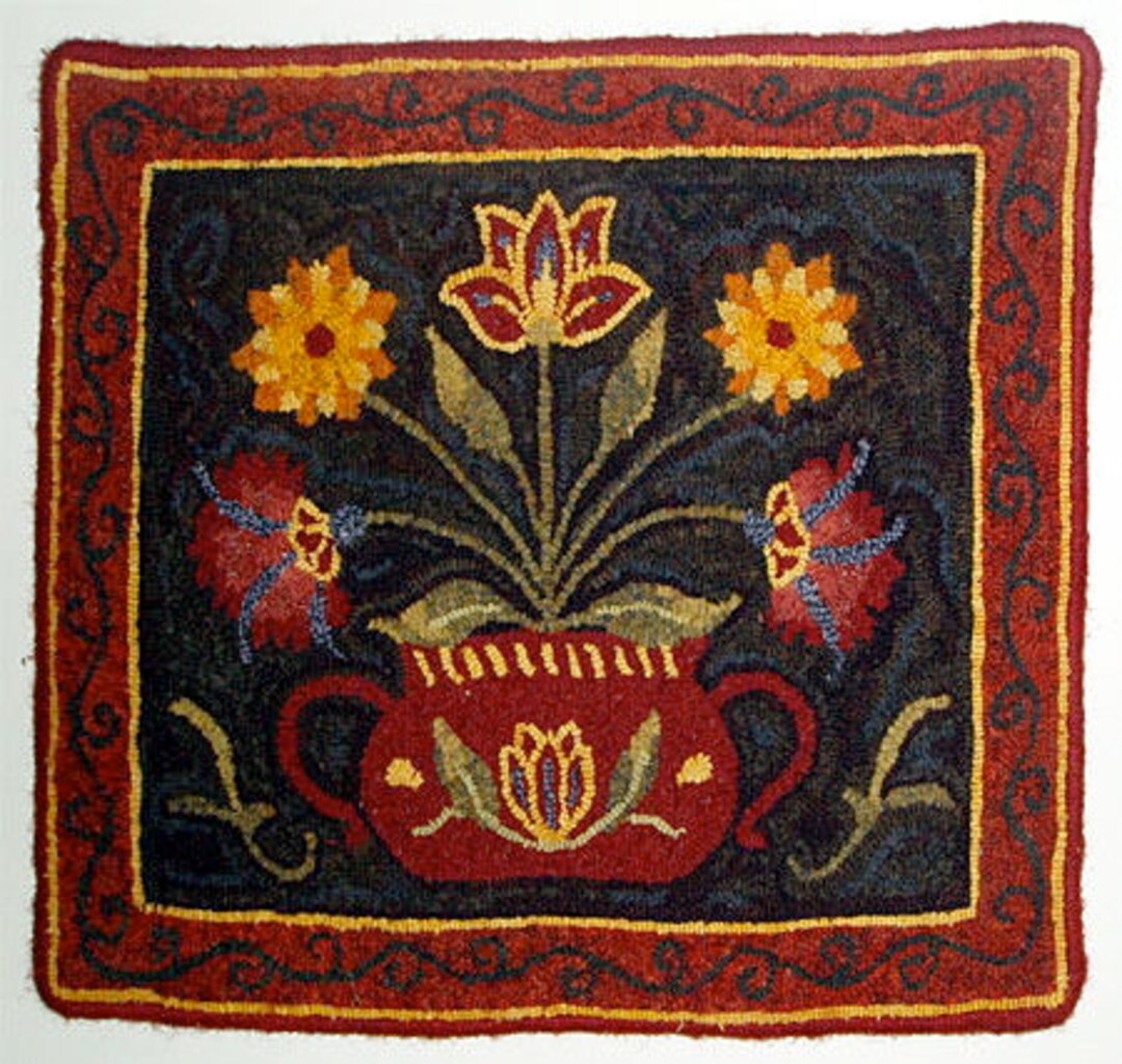 Rug Hooking Kit or Pattern "birthday Rug", 24"x20", Primitive Rug Hook ...