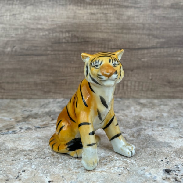 Porcelain Tiger Figurine - Etsy