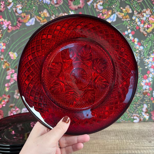 Ruby Glass Platter - Etsy