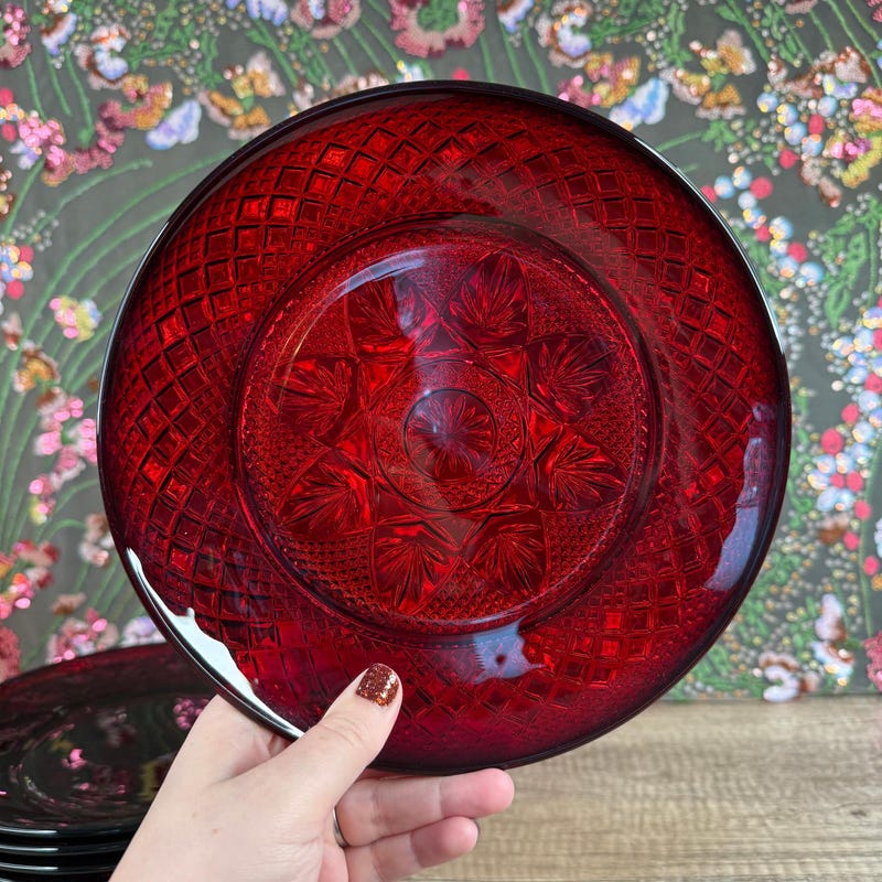 Ruby Glass Platter - Etsy