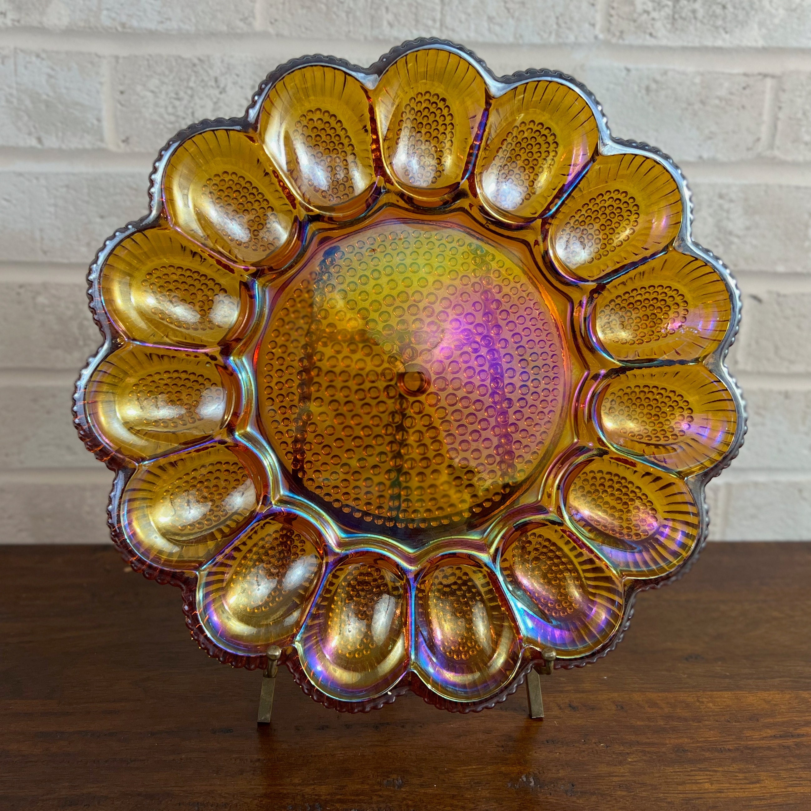 Vintage Amber Indiana Glass Carnival Egg Plate Beautifully - Etsy