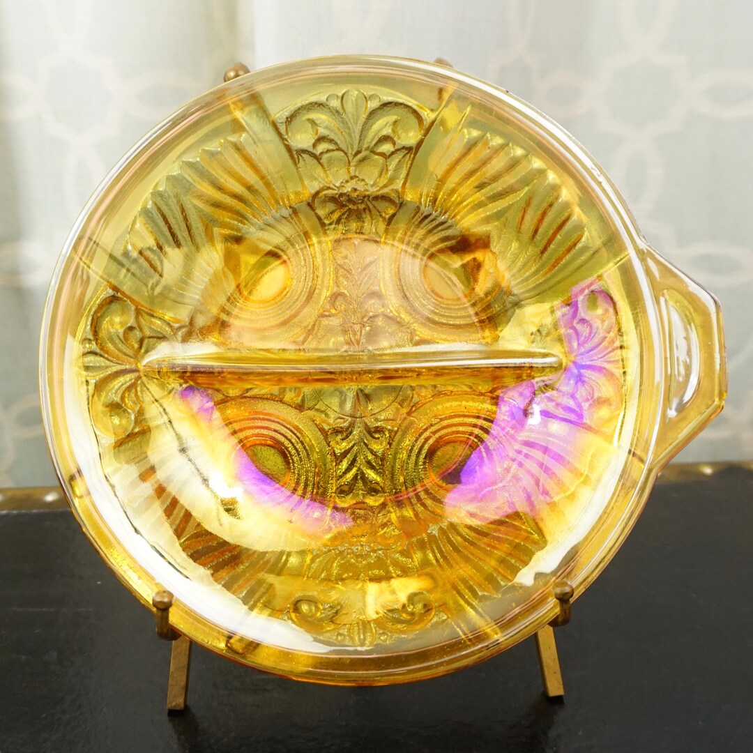 Vintage Carnival Glass Divided Bowl - Elegant and Eye-catching Home ...