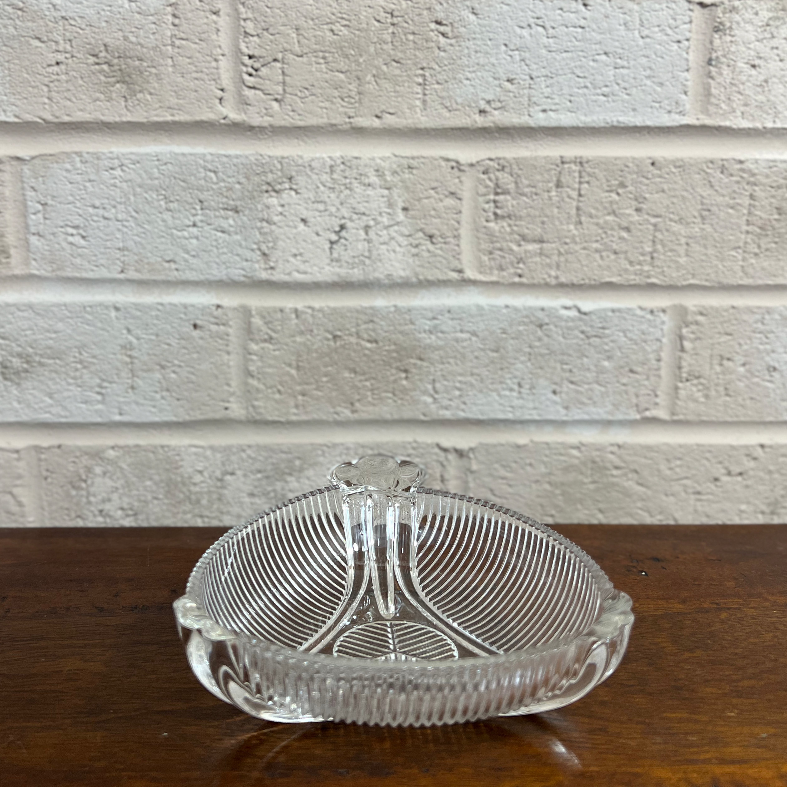 Vintage Hazel Atlas Depression Glass Triangle Bon Bon Plate With Handle ...