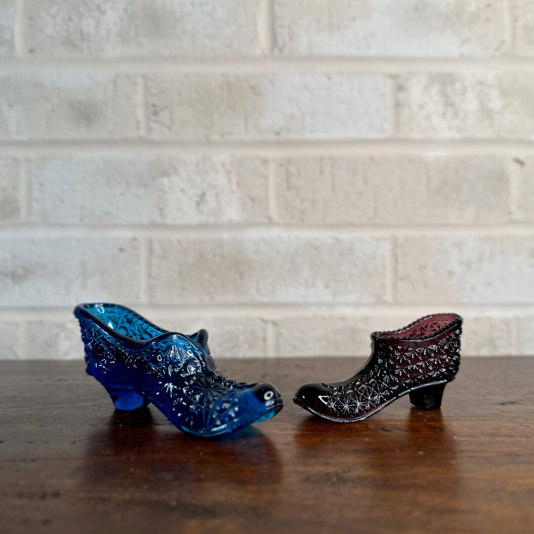 Collectible Purple Fenton Shoes Vintage Glass Accents in Blue and ...
