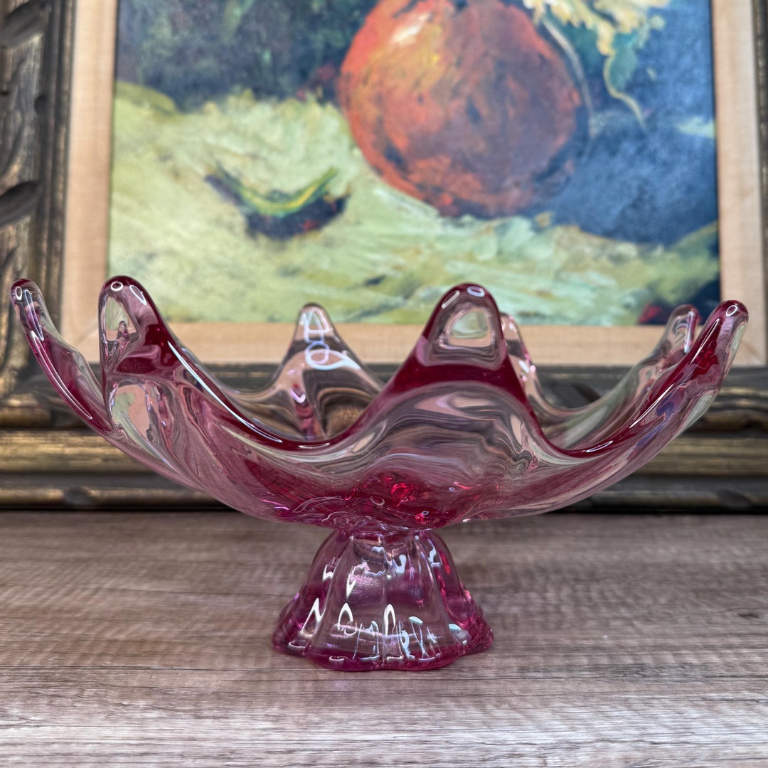 Viking Thistle Pink 8 Petal Epic Footed Compote Bowl - Etsy