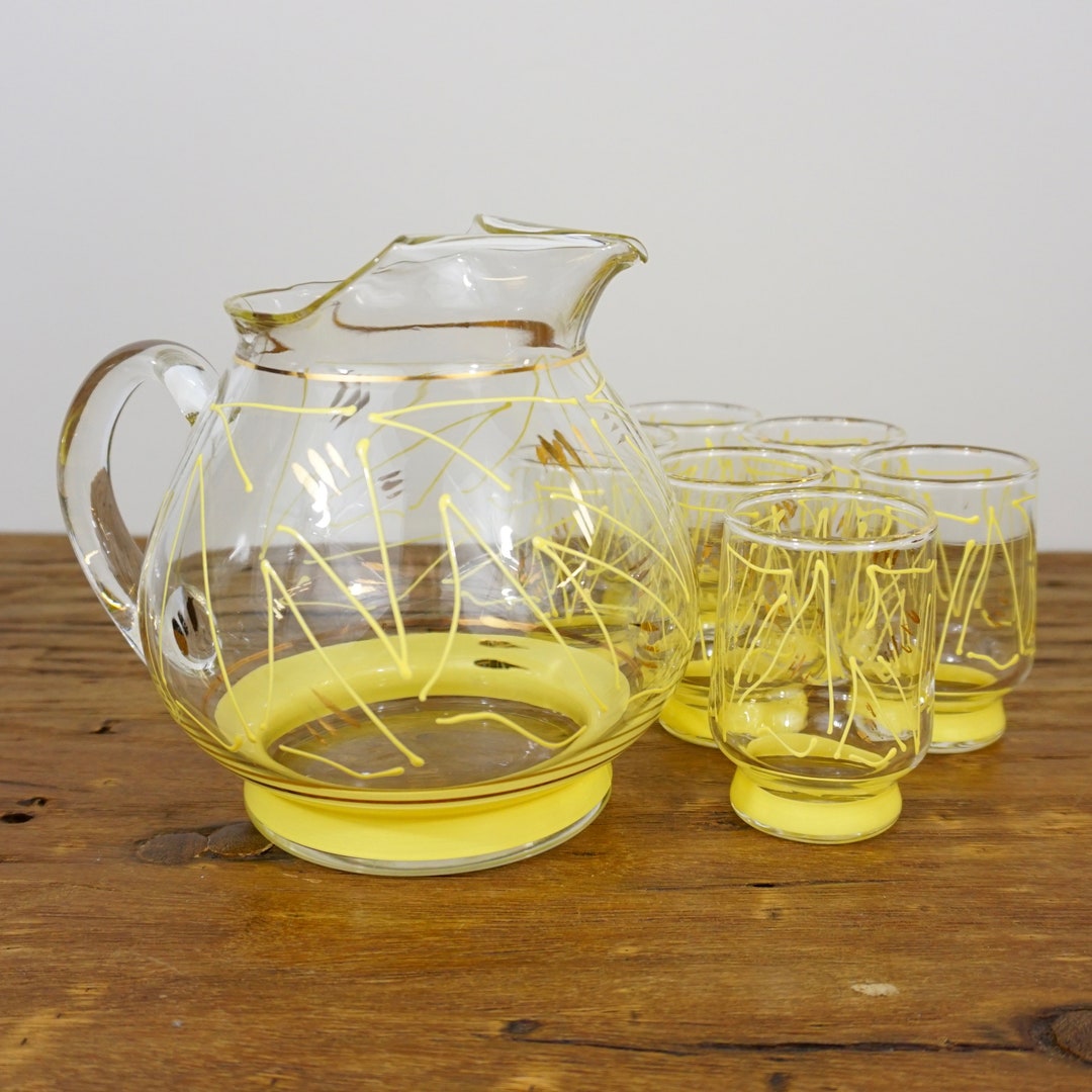 Vintage Ball Pitcher Juice Set - 7 Piece Glassware Collection - Etsy