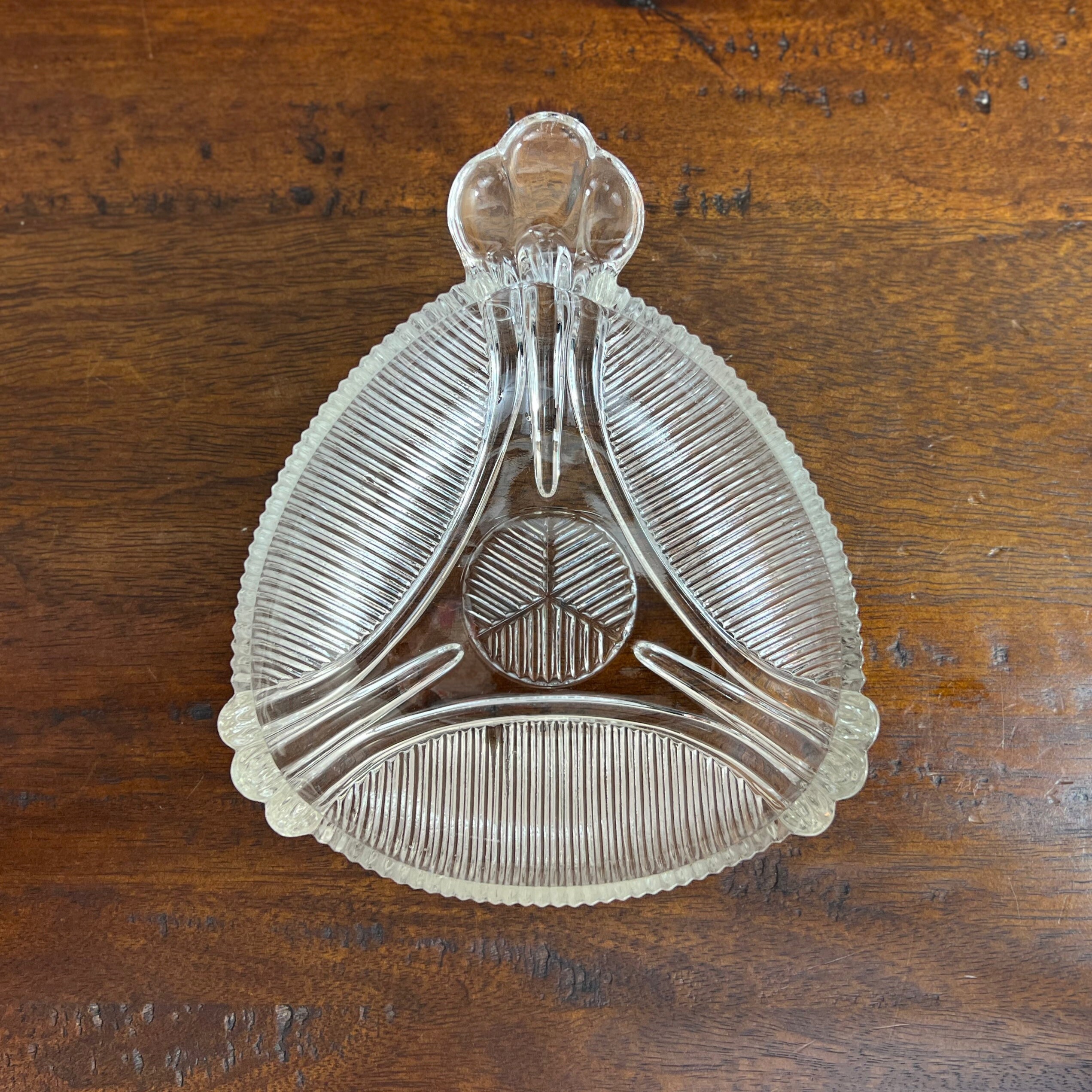 Vintage Hazel Atlas Depression Glass Triangle Bon Bon Plate With Handle ...