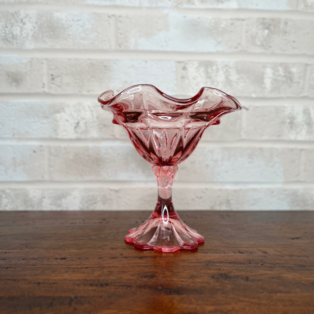 Vintage Fenton Dusty Rose Pink Candy Dish With Ruffled Edge - Rare ...