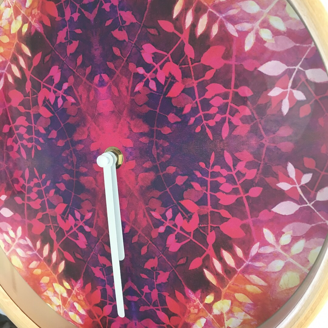 Clock Autumn Equinox Original Face Design Bamboo Frame Battery Operated ...