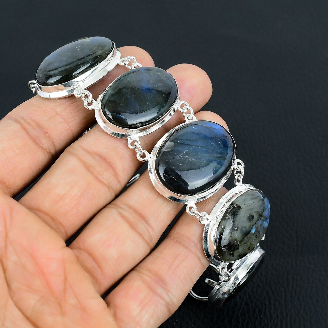 Adjustable Labradorite Bracelet: Handmade 925 Sterling Silver Jewelry ...