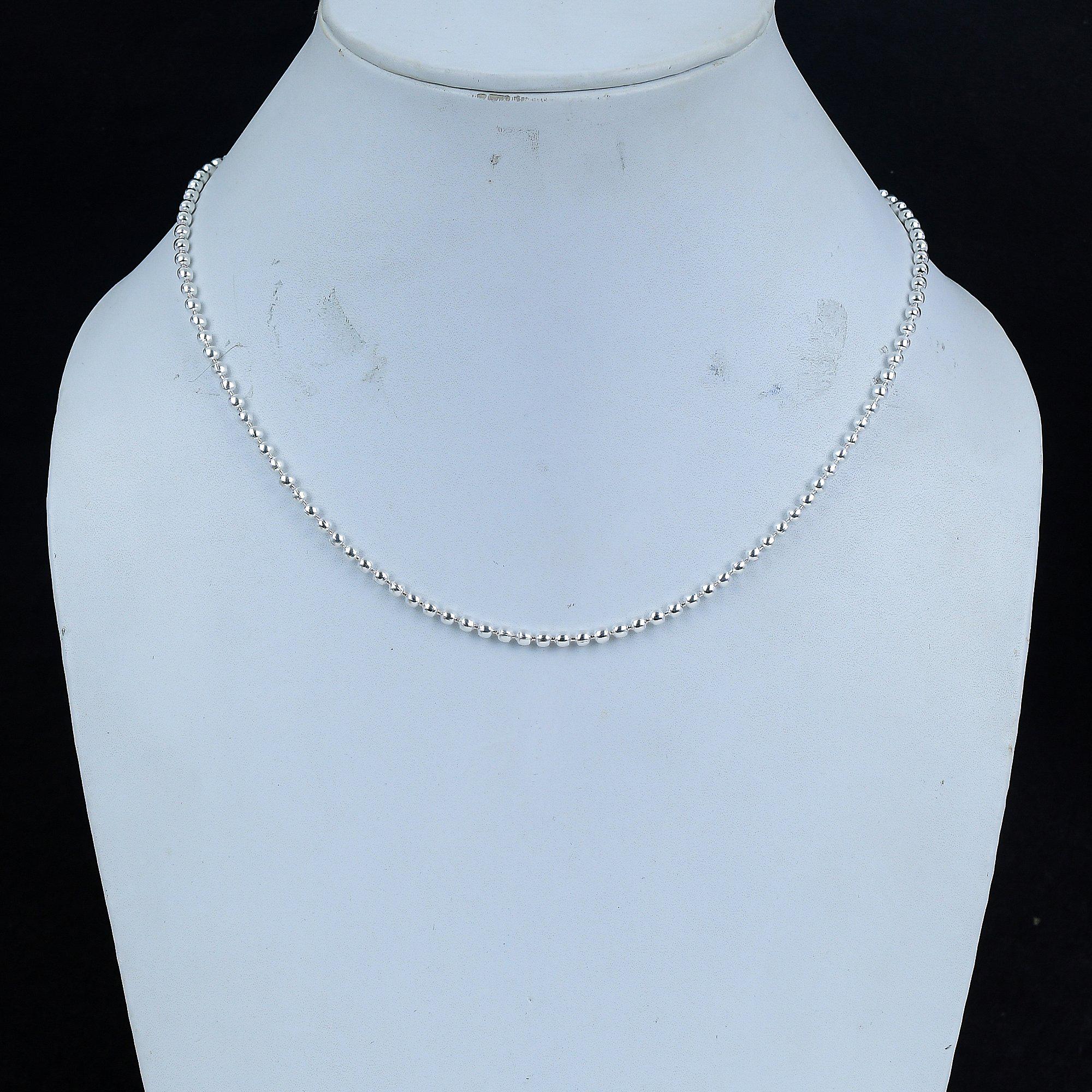 Sterling Silver Beads Chain: Handmade Necklace Chain - Etsy