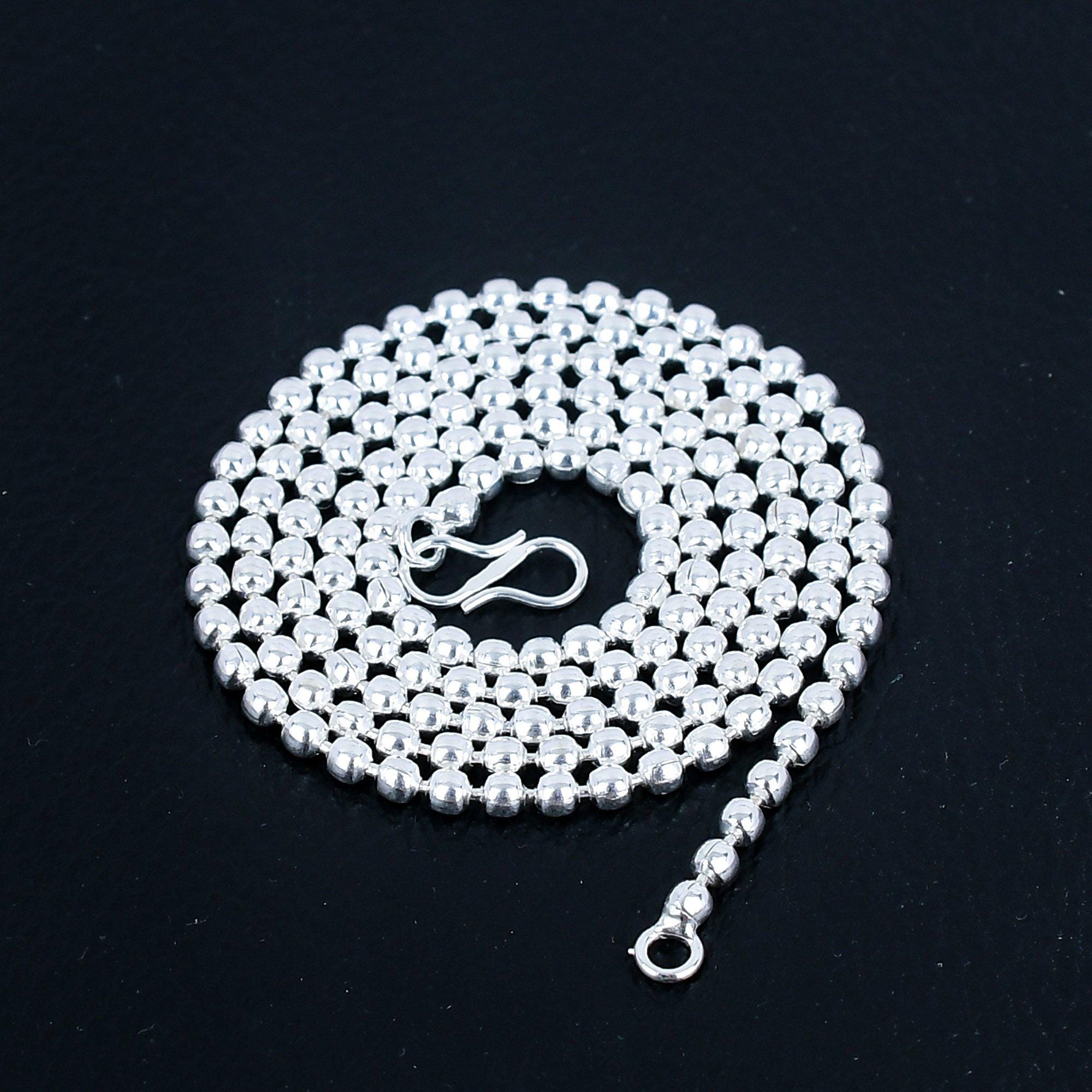 Sterling Silver Beads Chain: Handmade Necklace Chain - Etsy