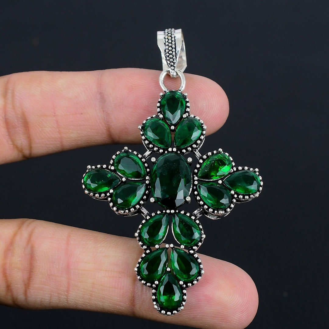 Chrome Diopside Gemstone Pendant-925 Sterling Silver Pendant-gemstone ...