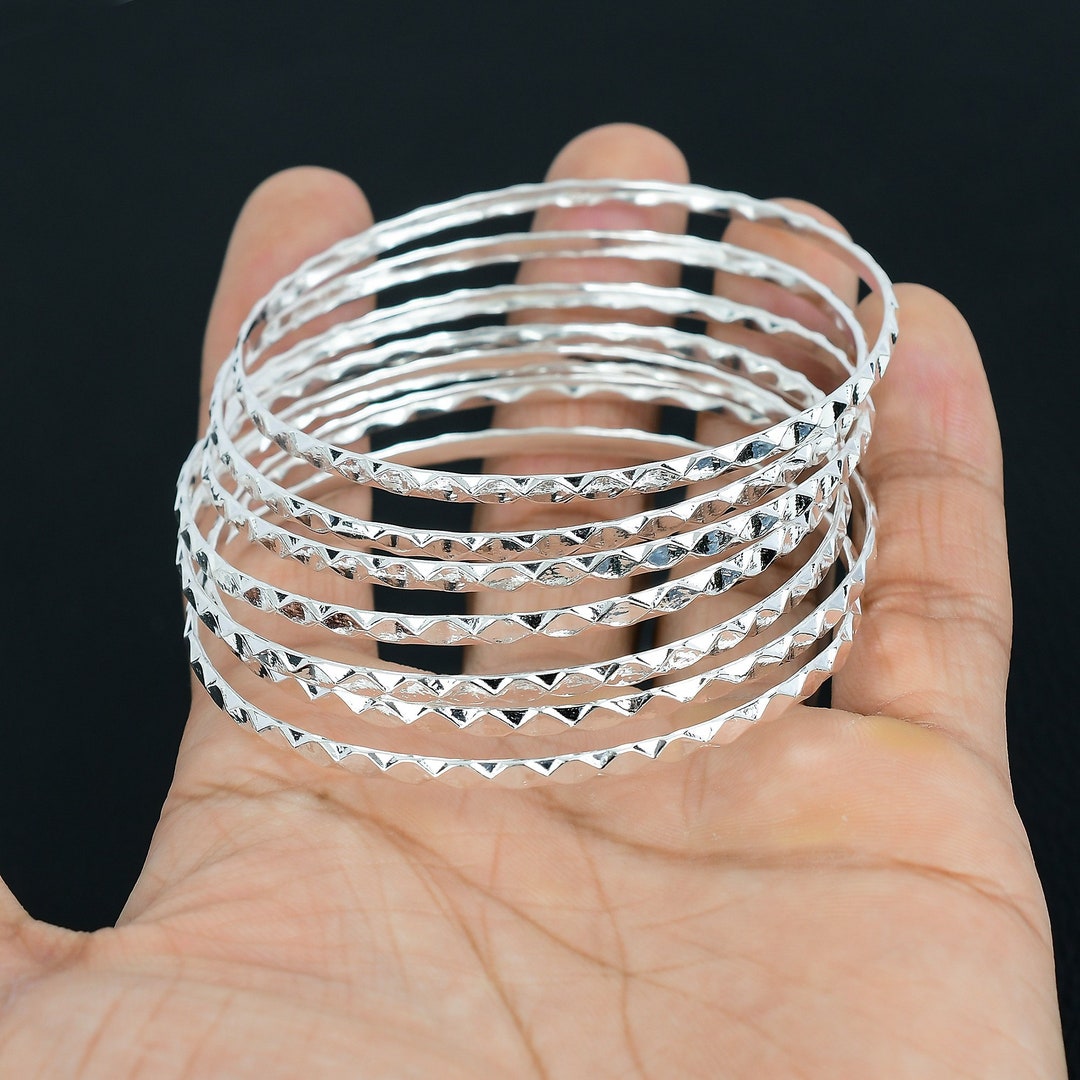 Handmade Sterling Silver Bangle Set: Stackable Spinner Bangles - Etsy