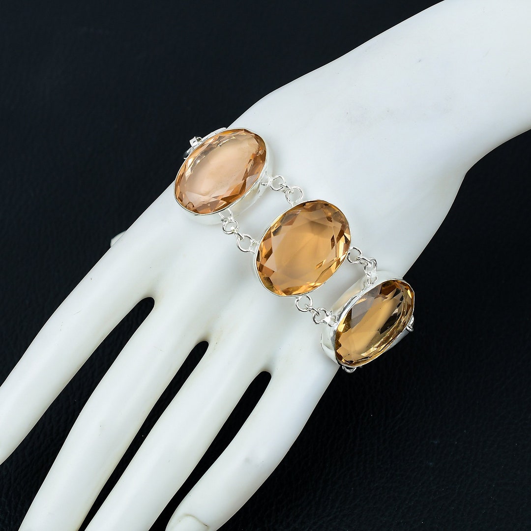 Morganite Gemstone 925 Sterling Silver Bracelet Jewelry Morganite ...