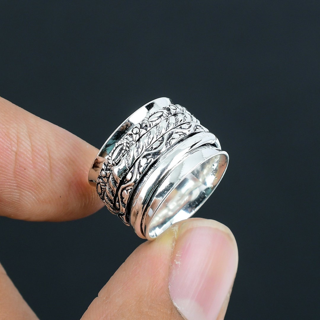 925 Sterling Silver Spinner Ring-thumb Ring-meditation Ring-band Ring ...
