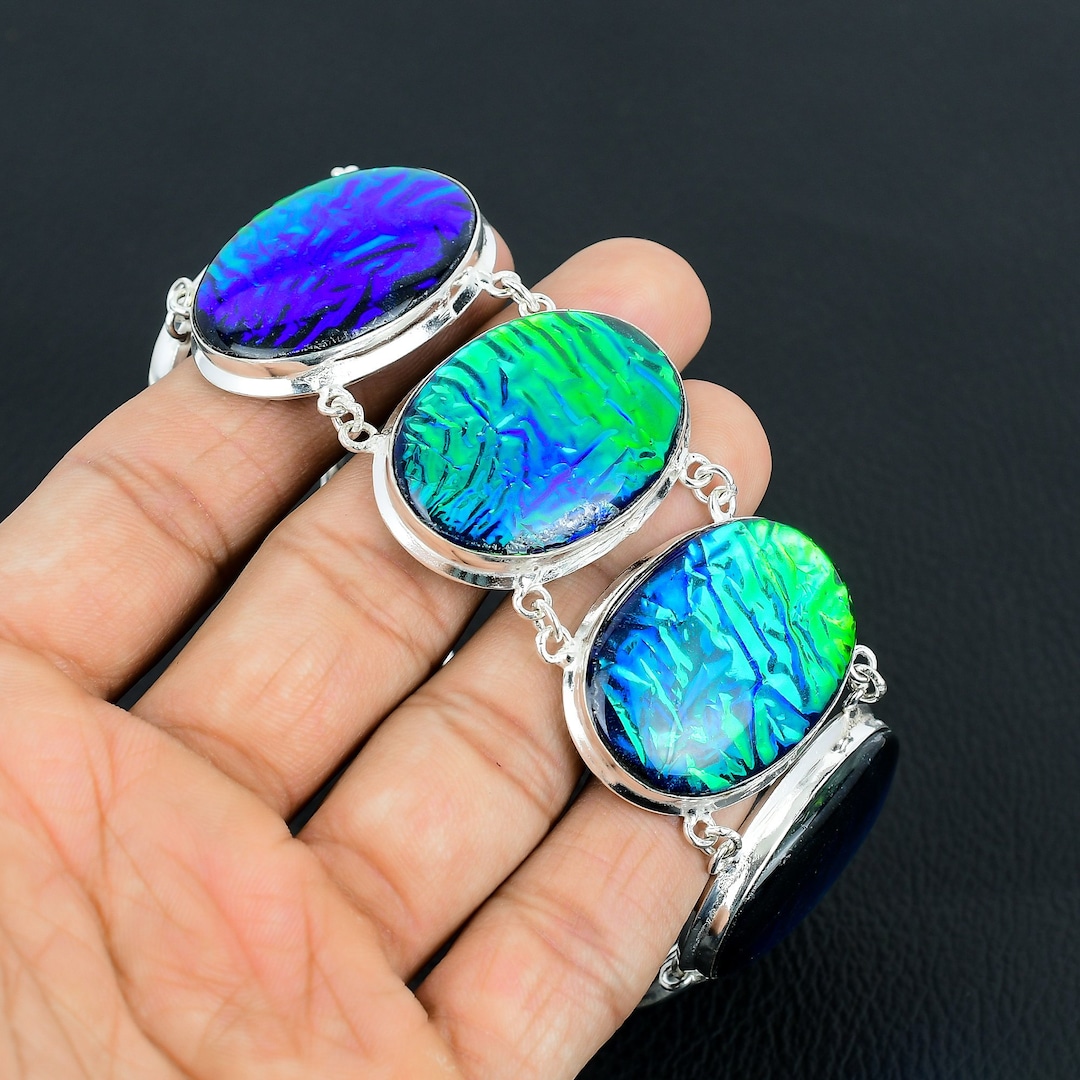 Green Opal Sterling Silver Bracelet-925 Sterling Silver Bracelet ...