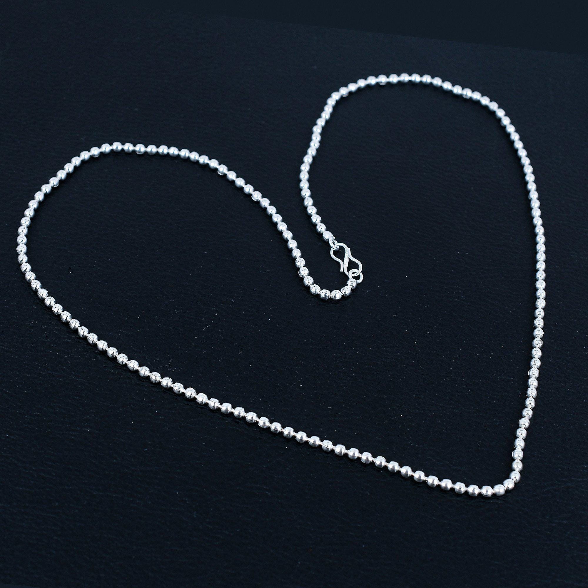 Sterling Silver Beads Chain: Handmade Necklace Chain - Etsy