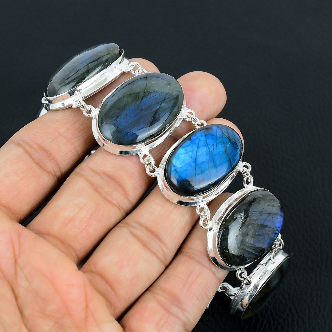 Labradorite Gemstone Bracelet-925 Sterling Silver Bracelet Jewelry ...