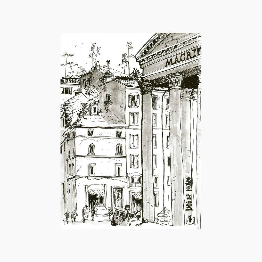 Fine Art «rome Black/white» Giclee Print From My Handmade Marker ...