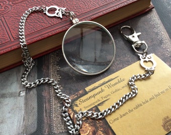 Steampunk Magnifier, Magnifying Glass on Chain, Steampunk Monocle ...