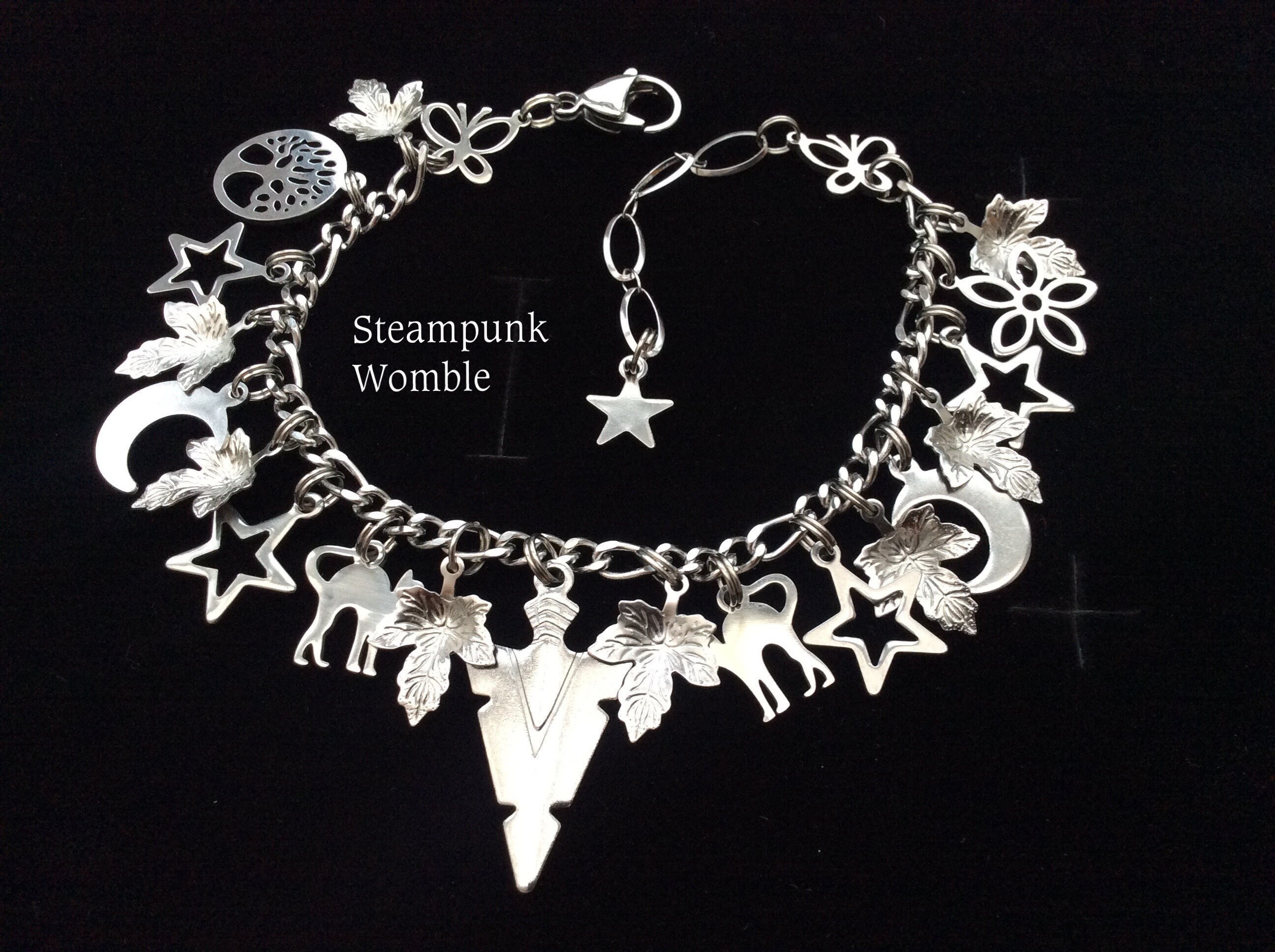 Witch Charm Bracelet, Stainless Steel, White Witchcraft, Witch Gifts ...