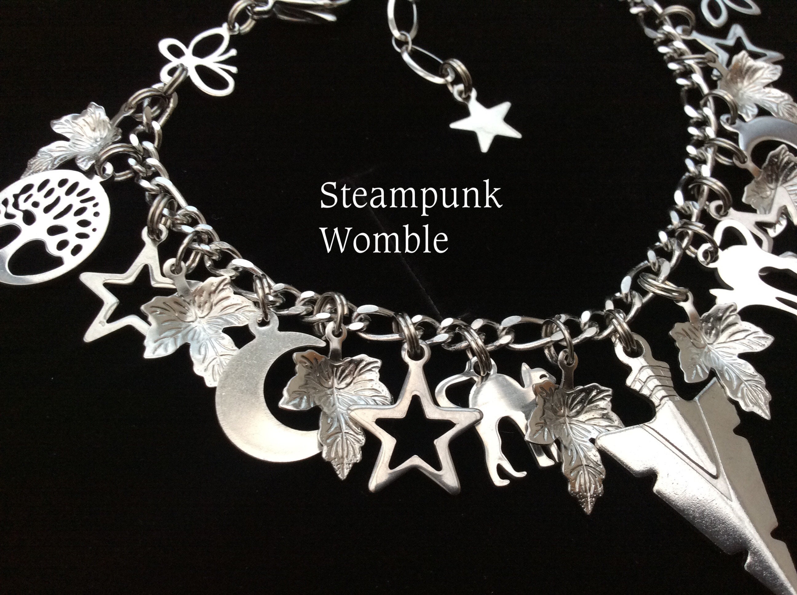 Witch Charm Bracelet, Stainless Steel, White Witchcraft, Witch Gifts ...