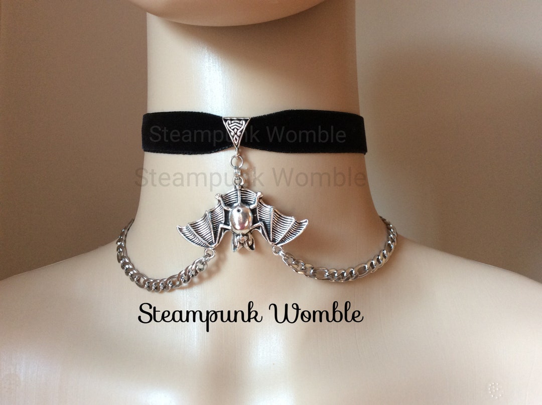 Black Velvet Bat Choker, Gothic Choker Necklace, Vampire Cosplay, Gift ...