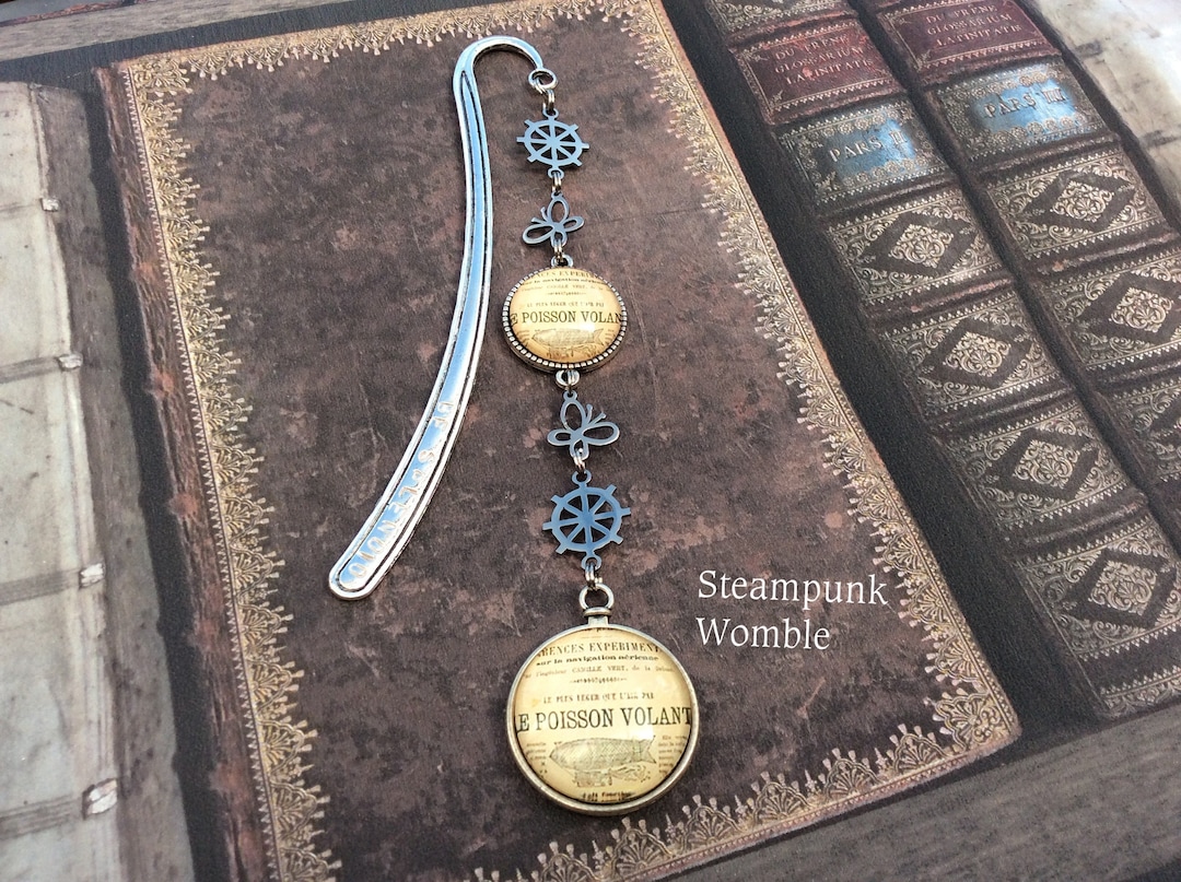 Steampunk Bookmark, Hot Air Balloon, Metal Bookmark With Charm, Travel ...