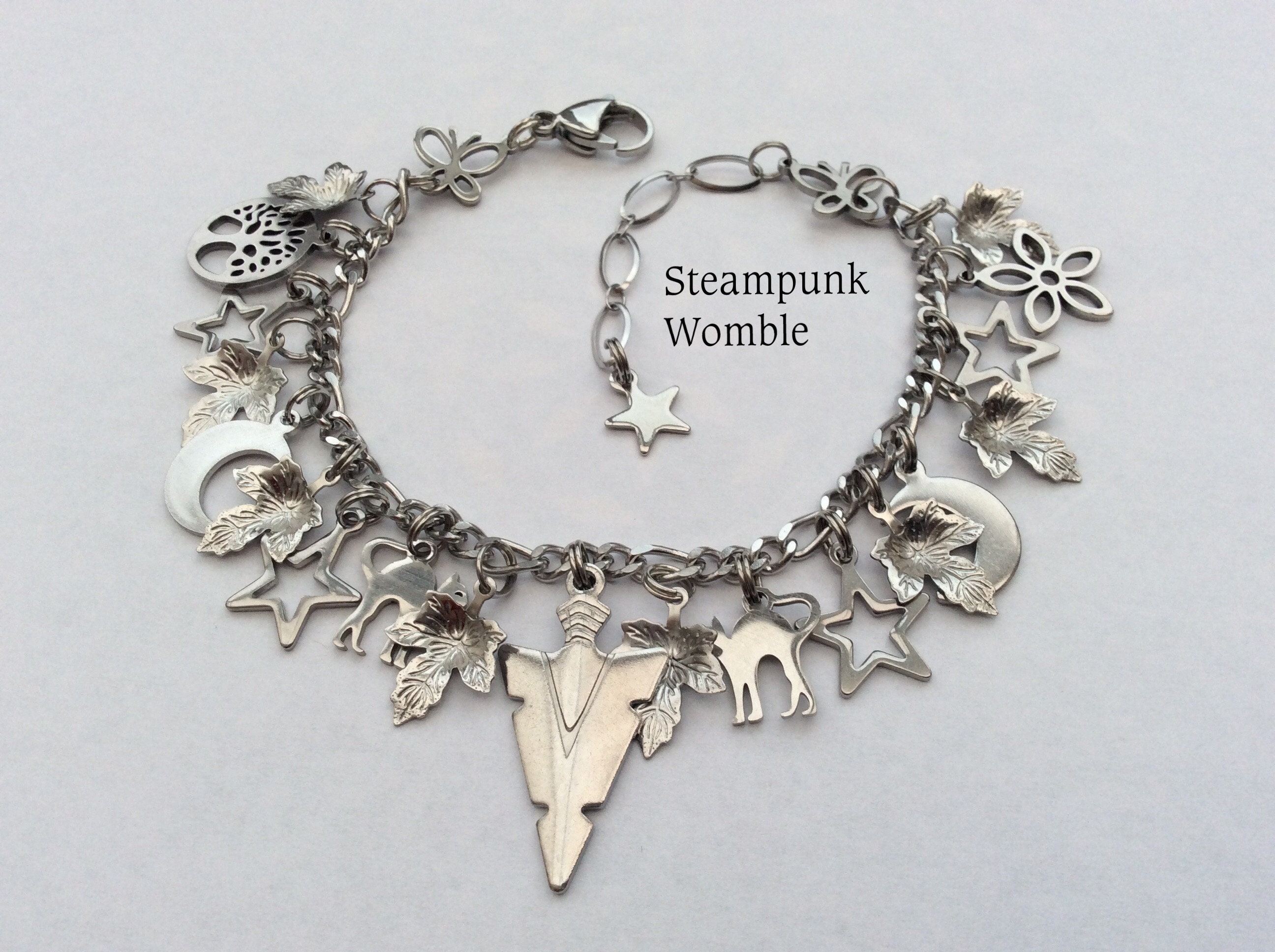 Witch Charm Bracelet, Stainless Steel, White Witchcraft, Witch Gifts ...