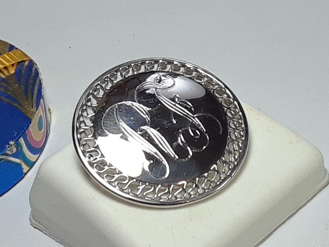 Vintage Monogrammed Open Lacey Framed Sterling Silver BAB Brooch #18329 ...