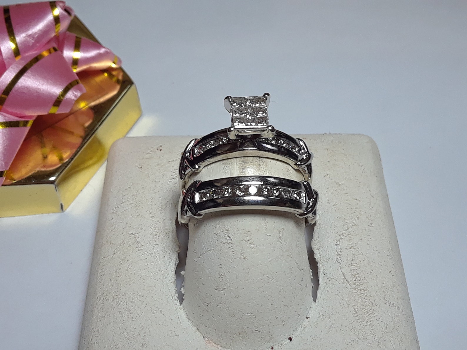 Estate .50ctw Invisable Set Princess Diamond X Channel 14kt WG - Etsy