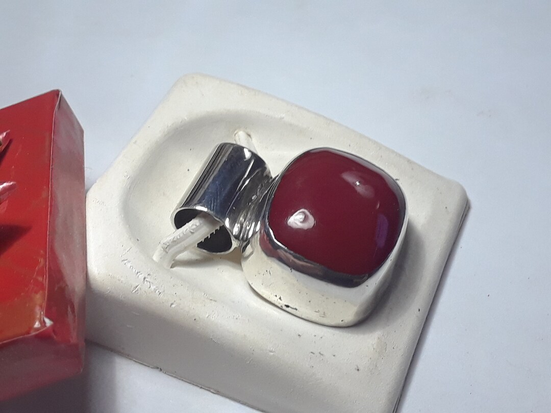 Estate Natural Pillow Cut Red Agate Tubular Bail Sterling Silver Slide ...