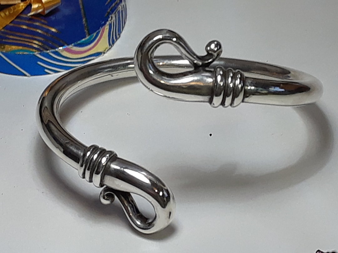 Estate 6mm Tube & Curled Bar End Sterling Silver KBN Twist on Bangle ...