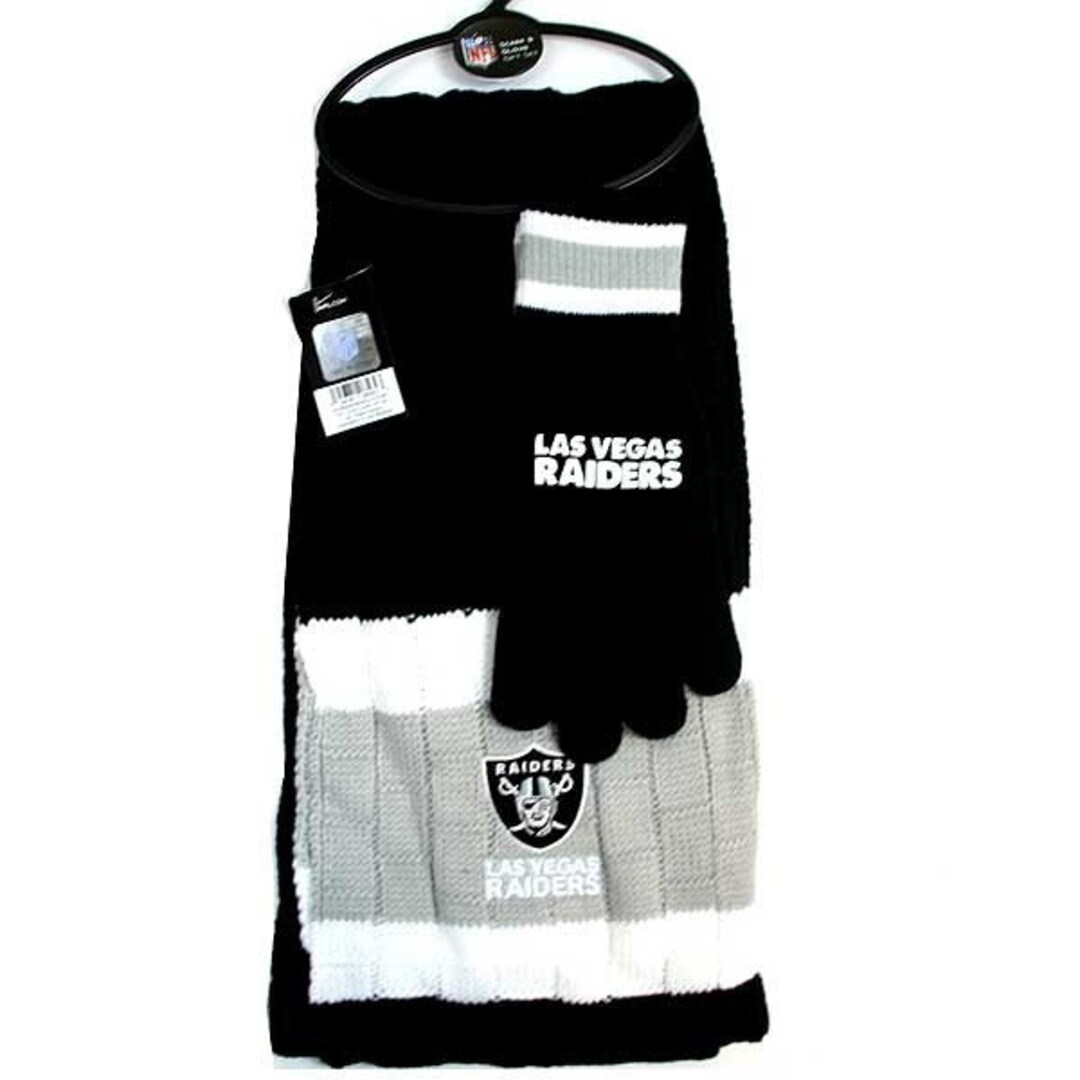 Las Vegas RAIDERS NFL Knit Scarf & Gloves Gift Set New 2 Pc Set Gift ...