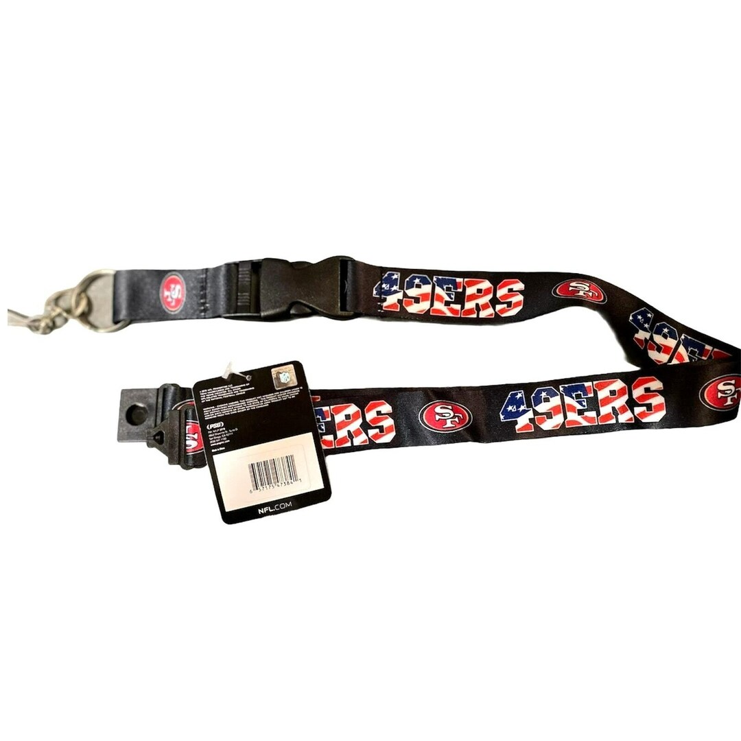 San Francisco 49ers Lanyard Keychain Black With USA Series Stars ...