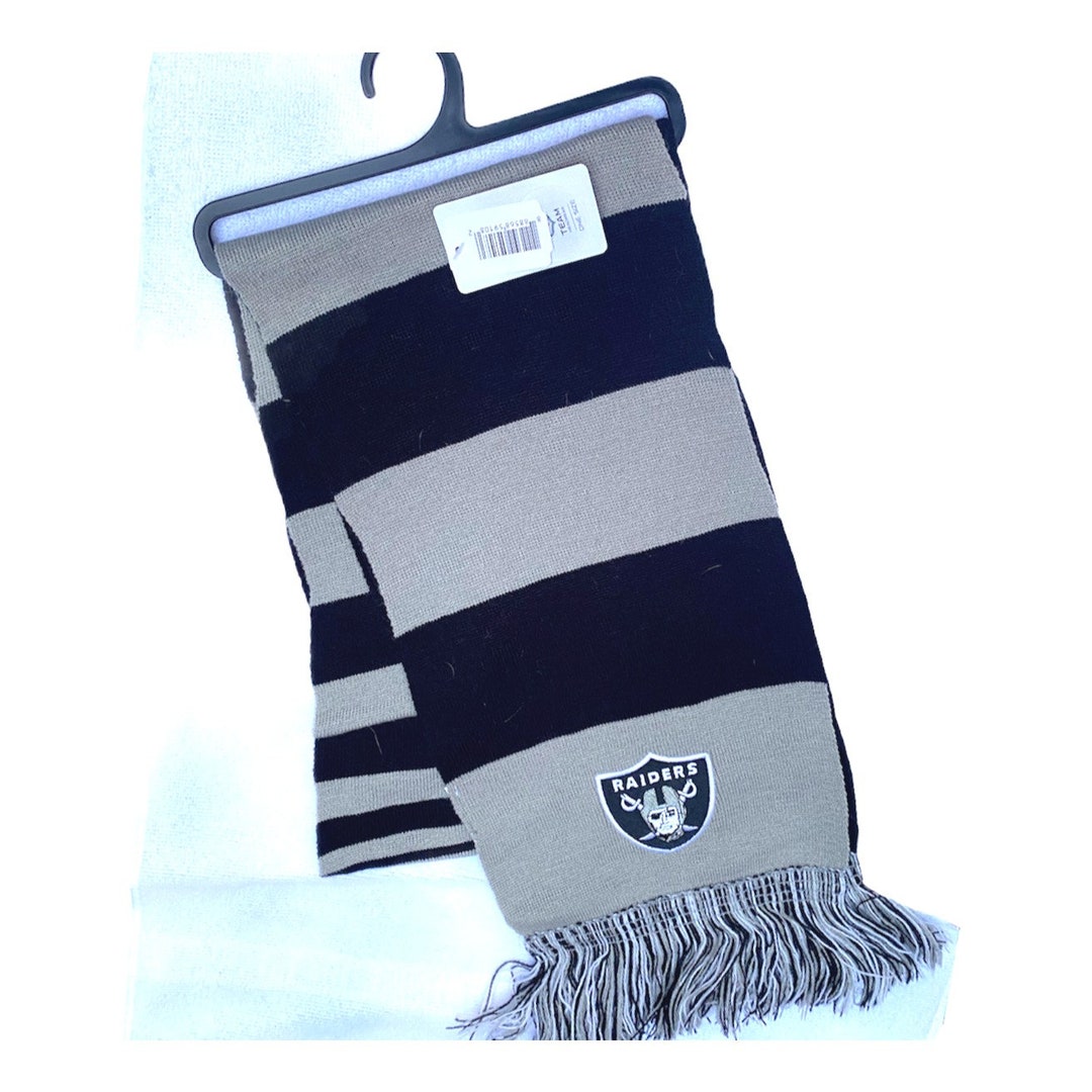 Las Vegas Raiders NFL Stripes Knit Scarf With Team Logo NWT 100% ...