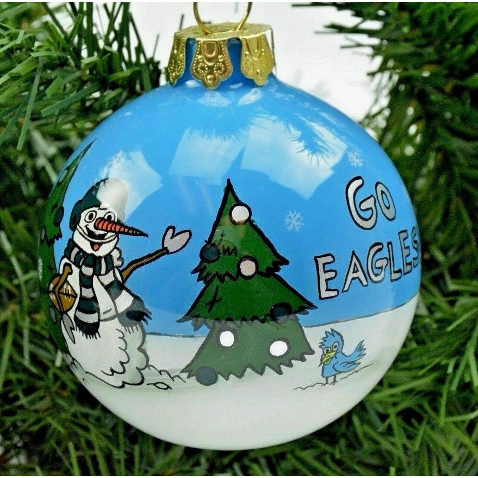 PHILADELPHIA EAGLES Glass Snowman Ornament NFL Christmas X-mas - Etsy