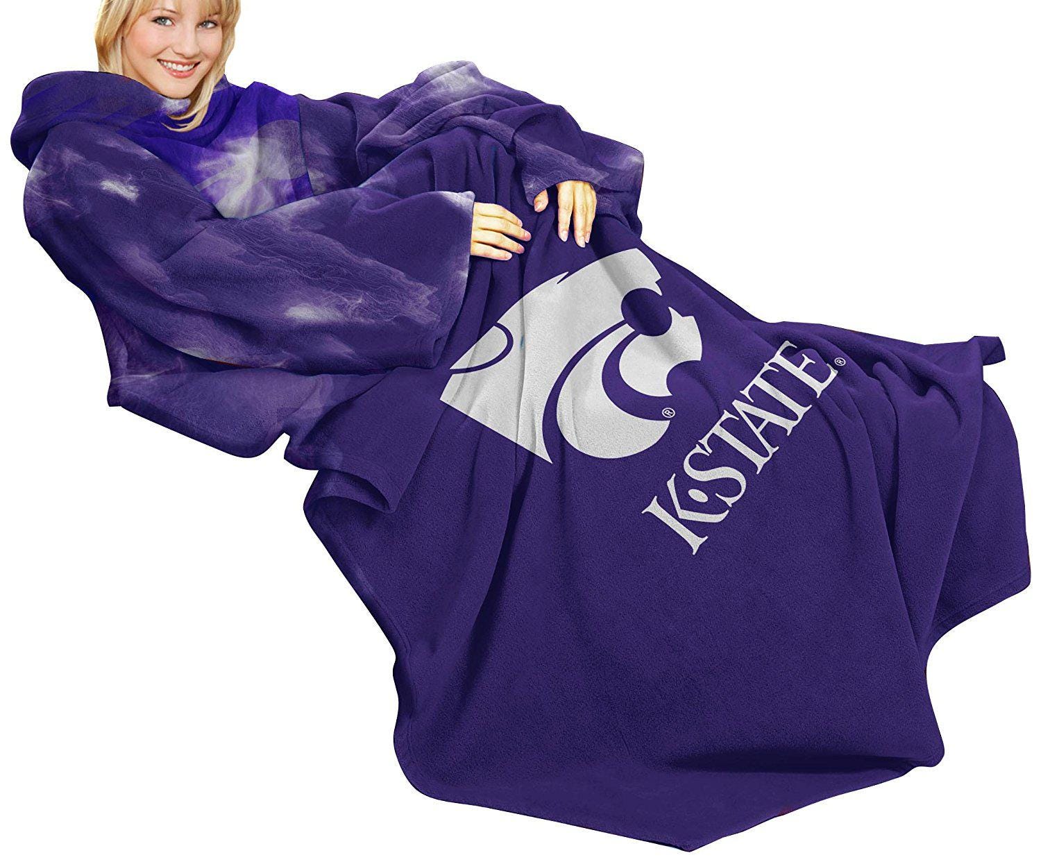 Kansas State Wildcats Huddler Comfy Throw Wearable Blanket With Sleeves ...