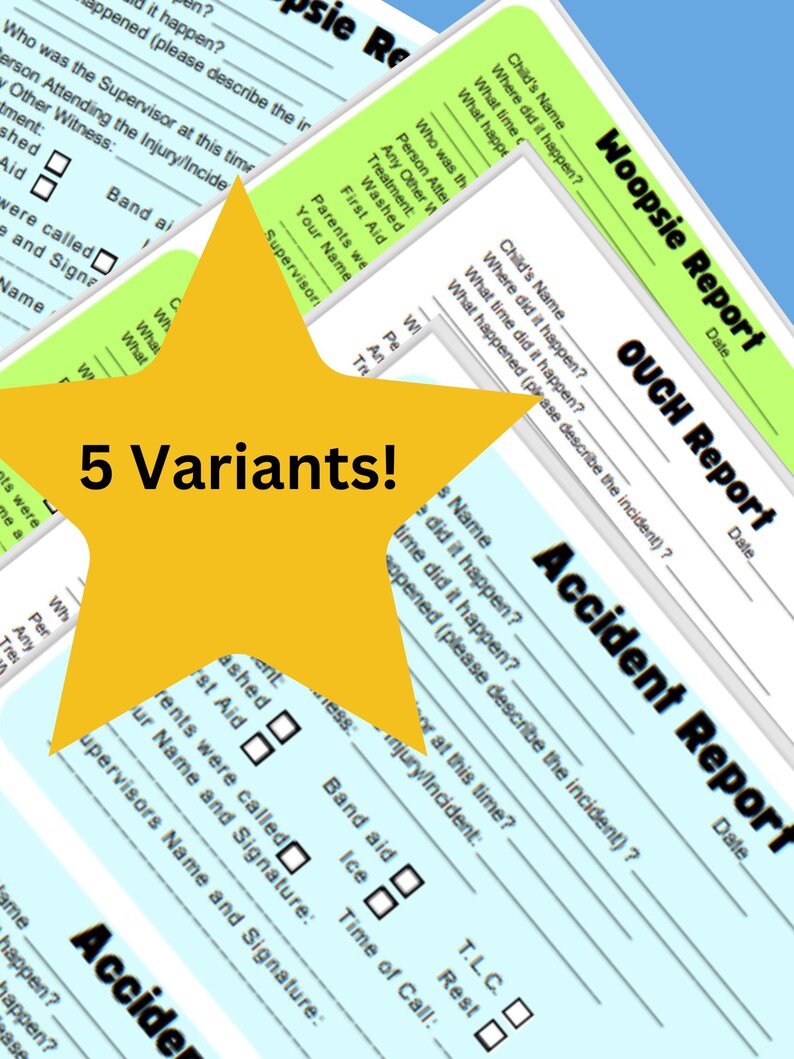 Ouch Report Bundle (5 Daycare Incident Report Templates) - Etsy