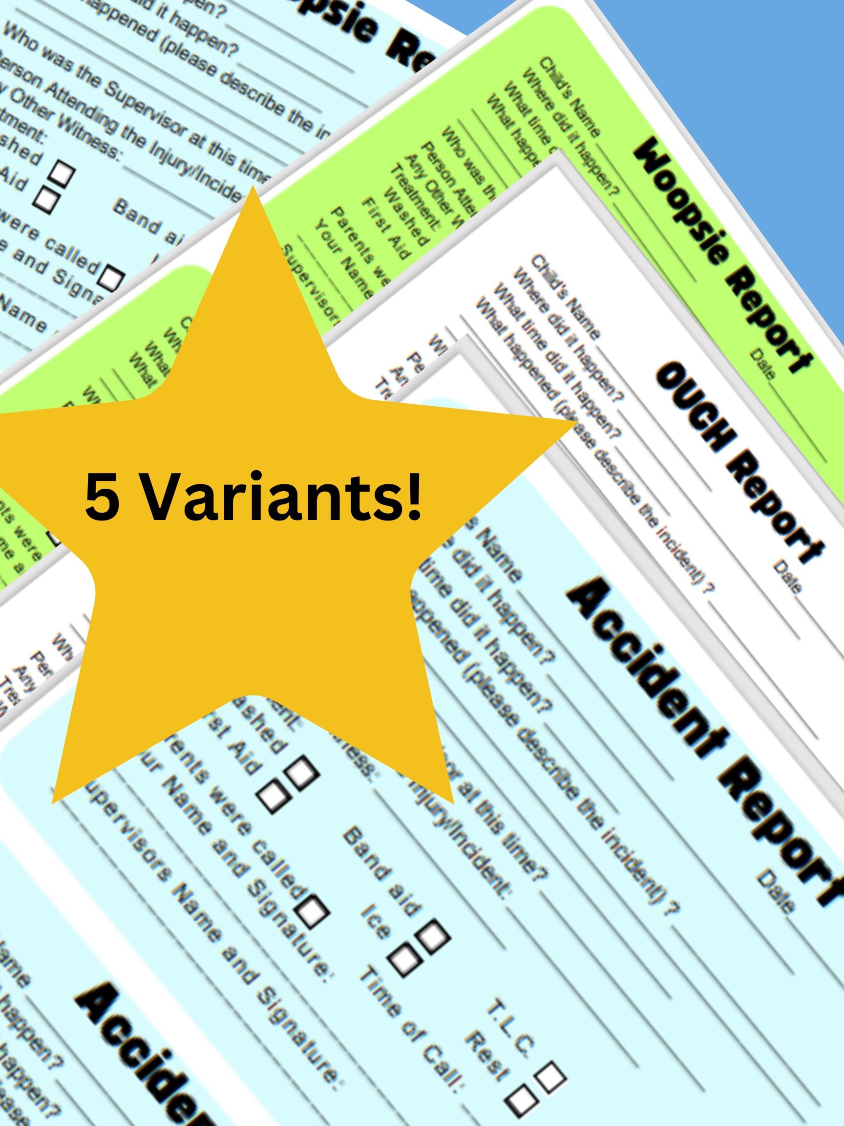 Ouch Report Bundle (5 Daycare Incident Report Templates) - Etsy
