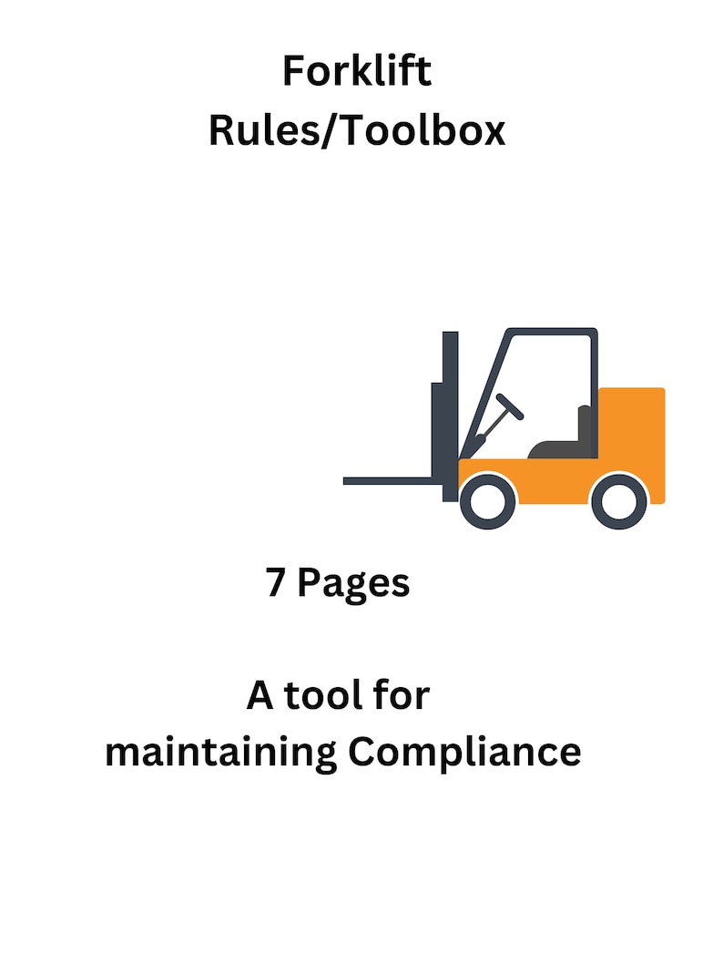 Forklift Tool Box Talk Documents for OSHA Compliance / Safety Managers ...